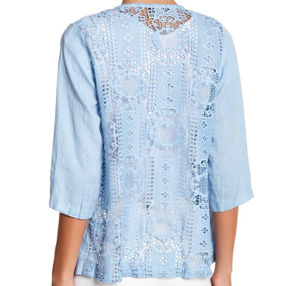 lola | Jackets & Coats | Lola Made In Italy Crochet Back Linen Jacket ...